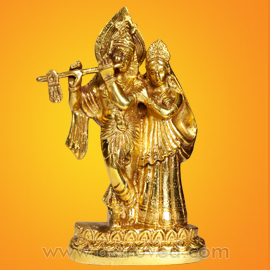 Energized 6 Inch Radha Krishna Brass Statue Online Price